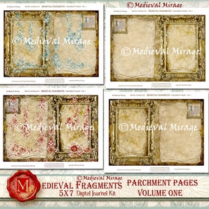 MEDIEVAL FRAGMENTS Vol 1 PARCHMENT Pages/ 5 X 7 Digital Journal Kit ...