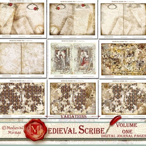 MEDIEVAL SCRIBE Vol 1- Journal Pages/ 5 X 7 Digital Journal Kit ...