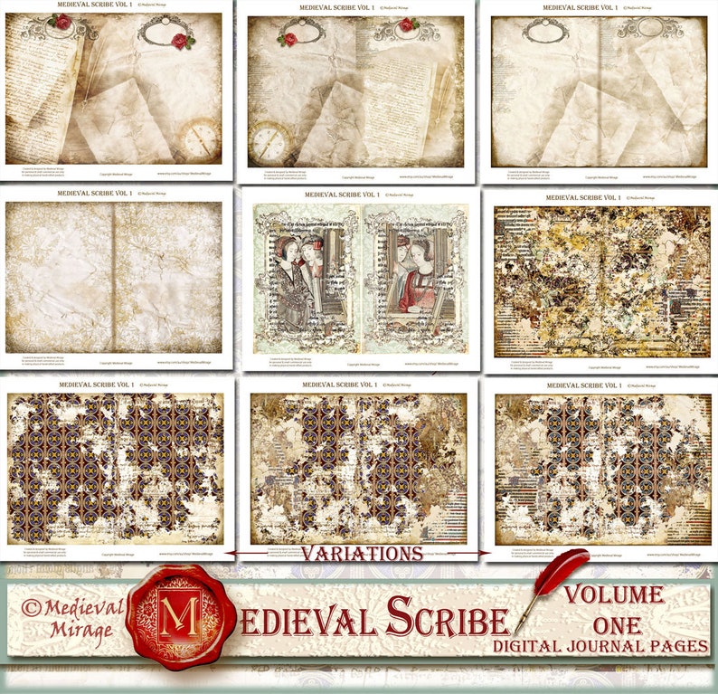 MEDIEVAL SCRIBE Vol 1 Journal pages/ 5 x 7 digital journal | Etsy