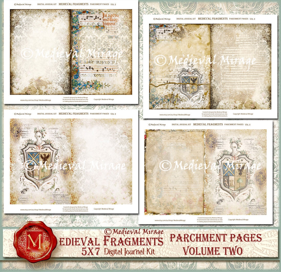 MEDIEVAL FRAGMENTS Vol 2 PARCHMENT Pages. 5 X 7 Digital - Etsy