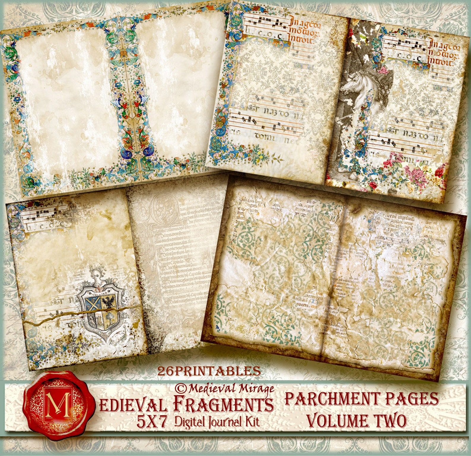 MEDIEVAL FRAGMENTS Vol 2 PARCHMENT Pages. 5 X 7 Digital - Etsy