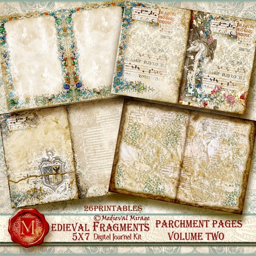 MEDIEVAL FRAGMENTS Vol 2 PARCHMENT Pages. 5 X 7 Digital - Etsy