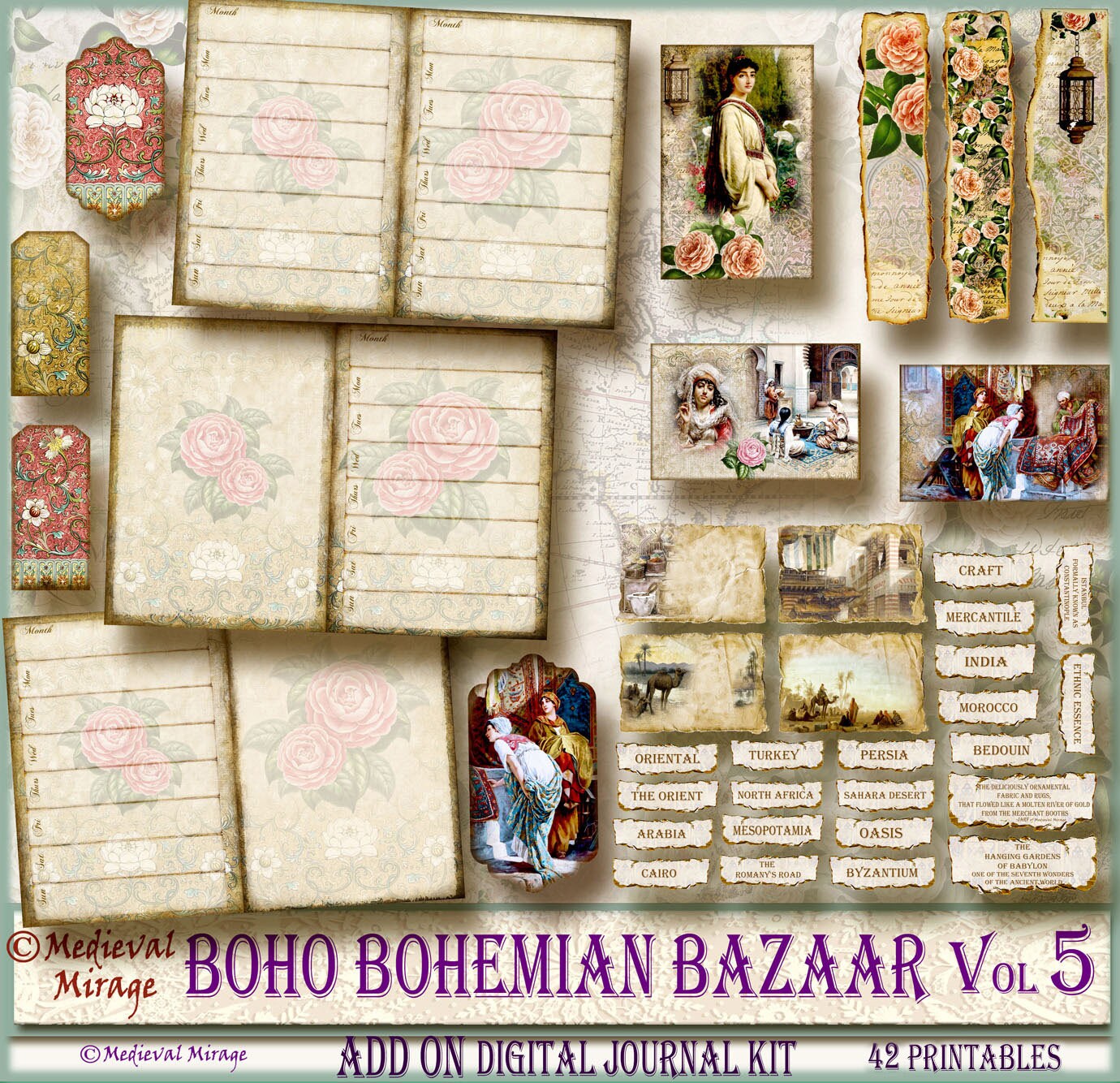 BOHO BOHEMIAN BAZAAR Add on for Vol 5-digital Junk Journal - Etsy