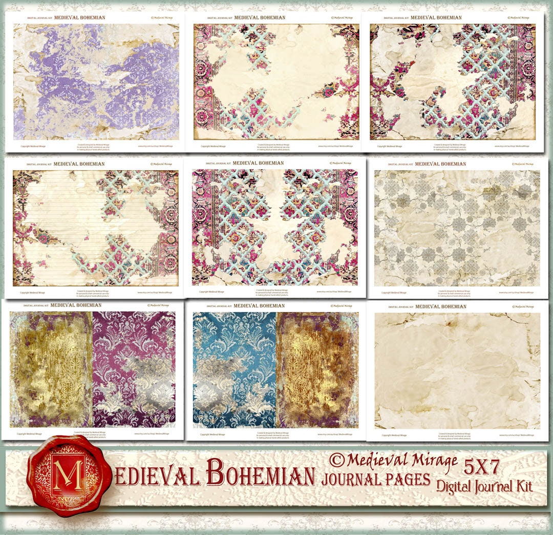 MEDIEVAL BOHEMIAN Journal Pages Digital Junk Journal Kit. - Etsy Australia