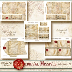MEDIEVAL MISSIVES Digital Journal Kit. Printable Wax Seals. Parchment ...
