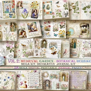 58 Digitals. Vol 2 MEDIEVAL GARDEN: Botanical, Herbarium Junk Journal ...