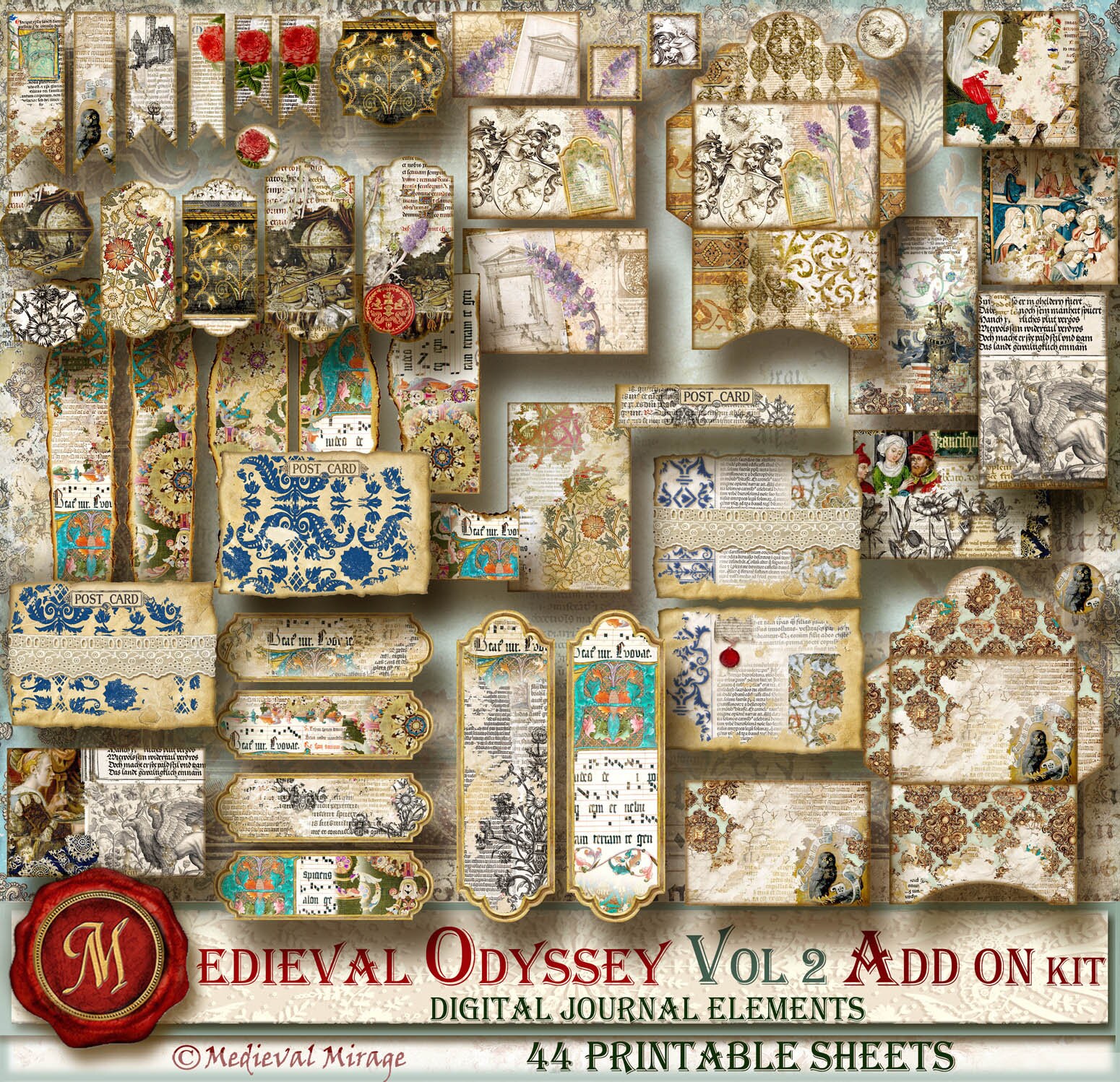 MEDIEVAL ODYSSEY-Vol 2-ADD On Digital Journal Elements Kit. | Etsy