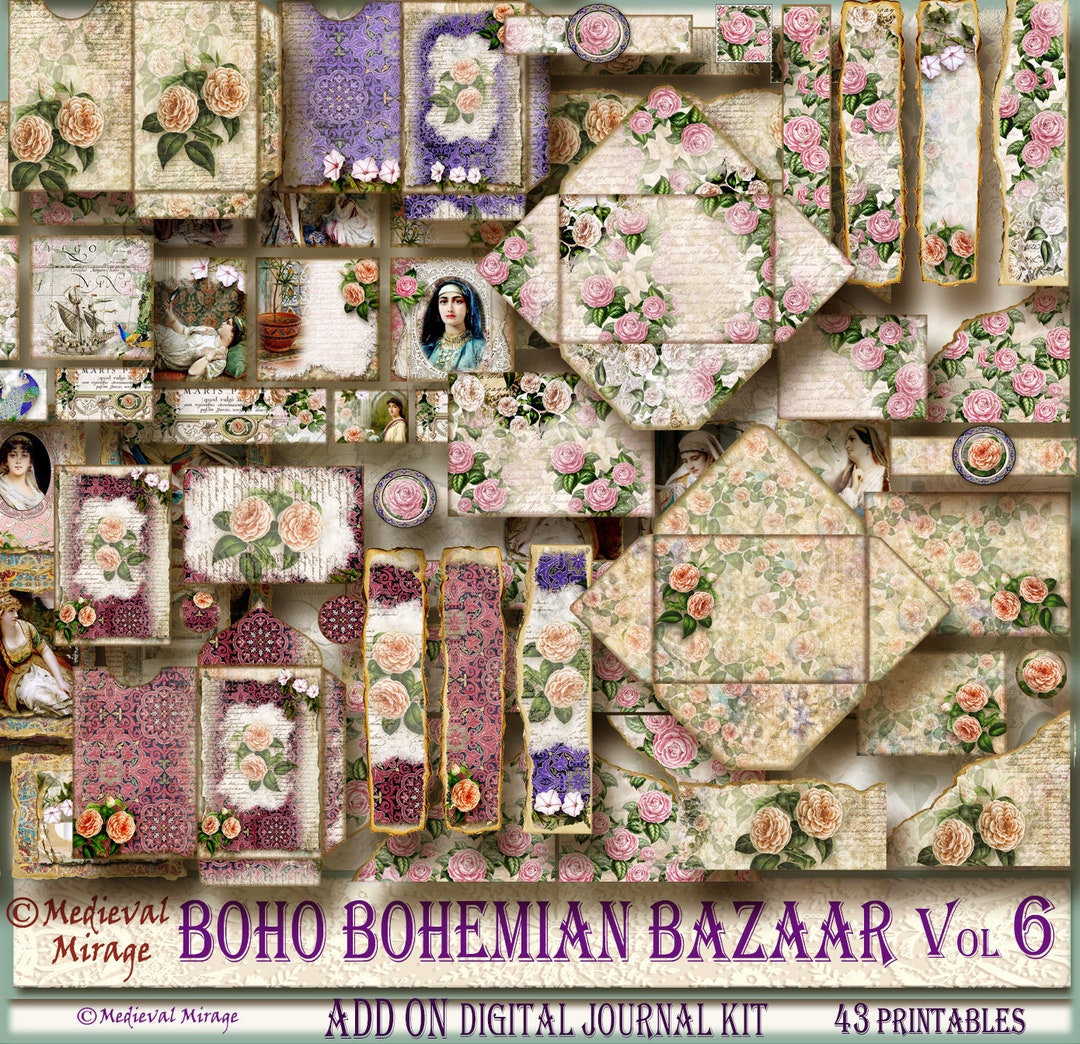 BOHO BOHEMIAN BAZAAR Add on for Vol 6-digital Junk Journal Kit. 43 ...