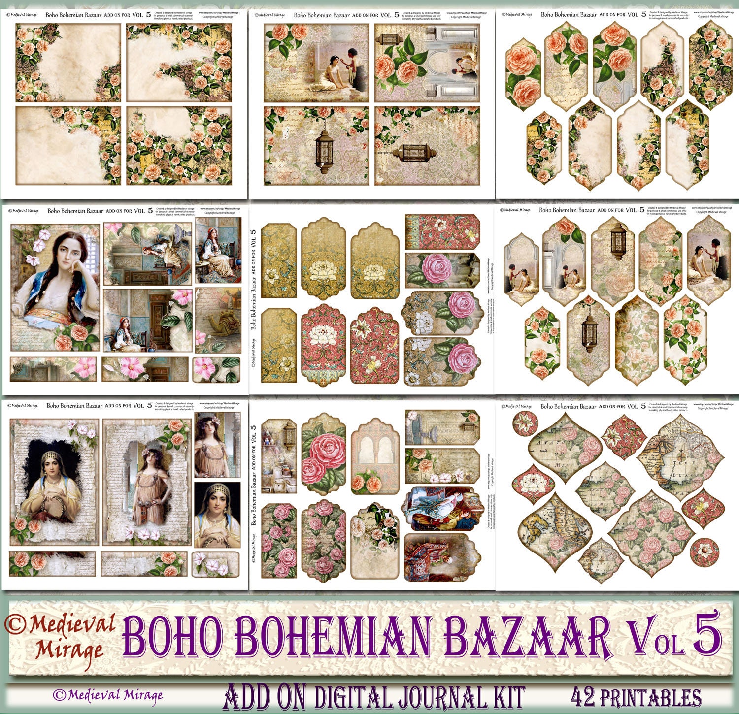 BOHO BOHEMIAN BAZAAR Add on for Vol 5-digital Junk Journal - Etsy