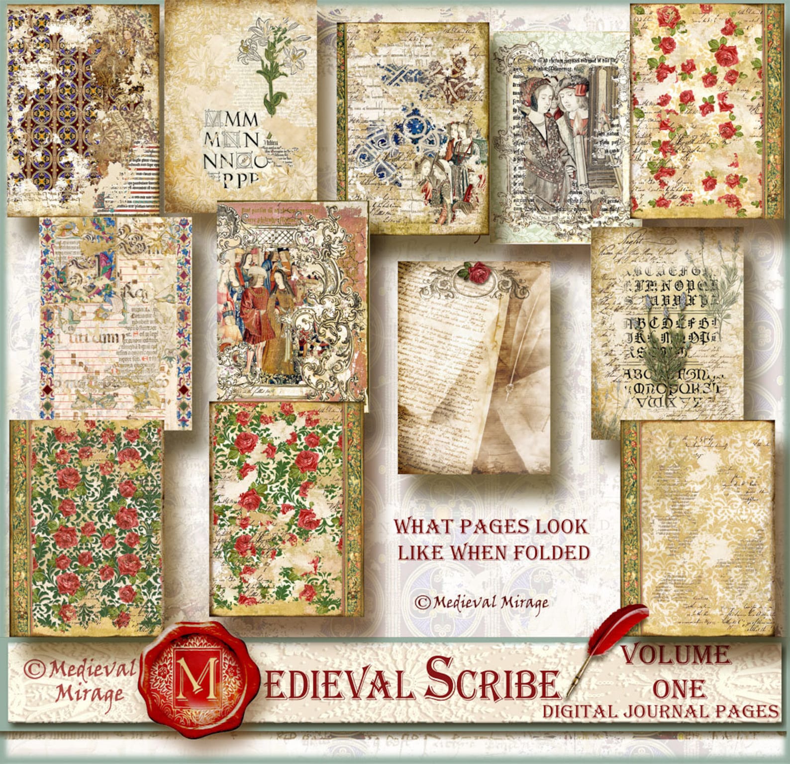 MEDIEVAL SCRIBE Vol 1- Journal Pages/ 5 X 7 Digital Journal Kit ...