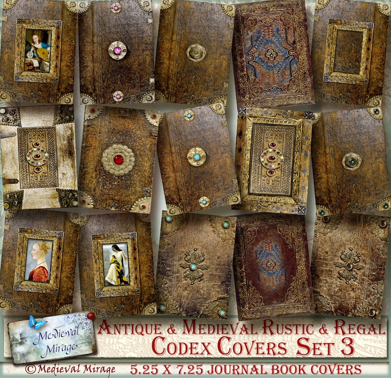 Set 3 Rustic & Regal Antique and Medieval Codex Covers. | Etsy Australia