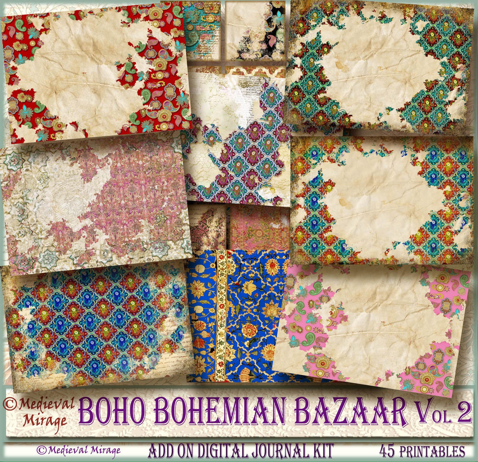 BOHO BOHEMIAN BAZAAR Vol 2 Add on Digital Journal Kit. 45 | Etsy