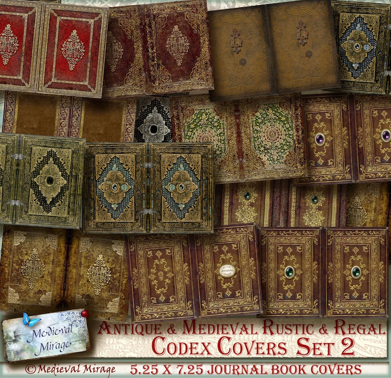 Set 2 Rustic & Regal Antique and Medieval Codex Covers. | Etsy