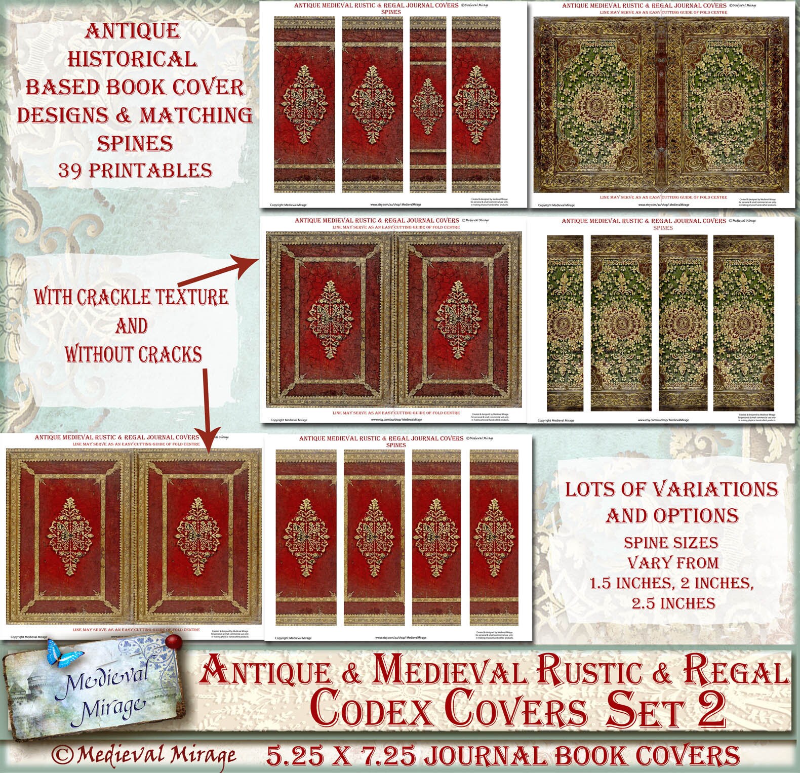 Set 2 Rustic & Regal Antique and Medieval Codex Covers. | Etsy