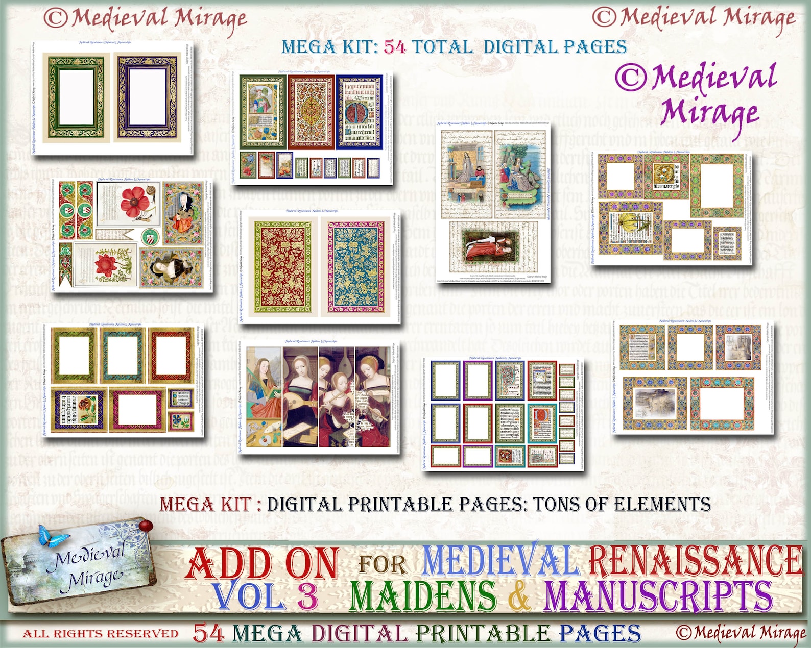 Vol 3 ADD ON For: Medieval Renaissance Maidens & Manuscripts. 54 ...