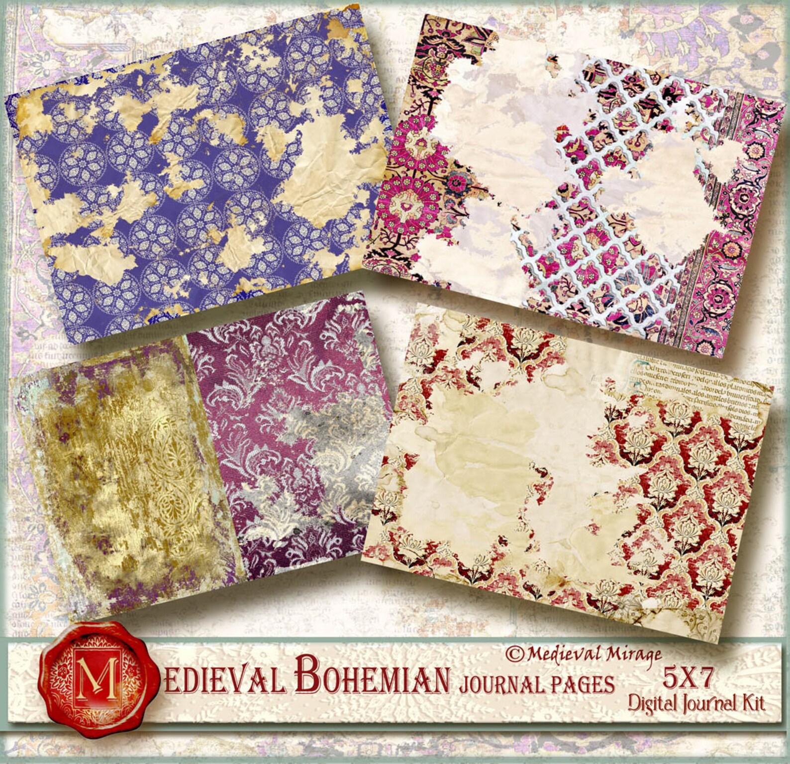MEDIEVAL BOHEMIAN Journal Pages Digital Junk Journal Kit. Boho, Vintage ...