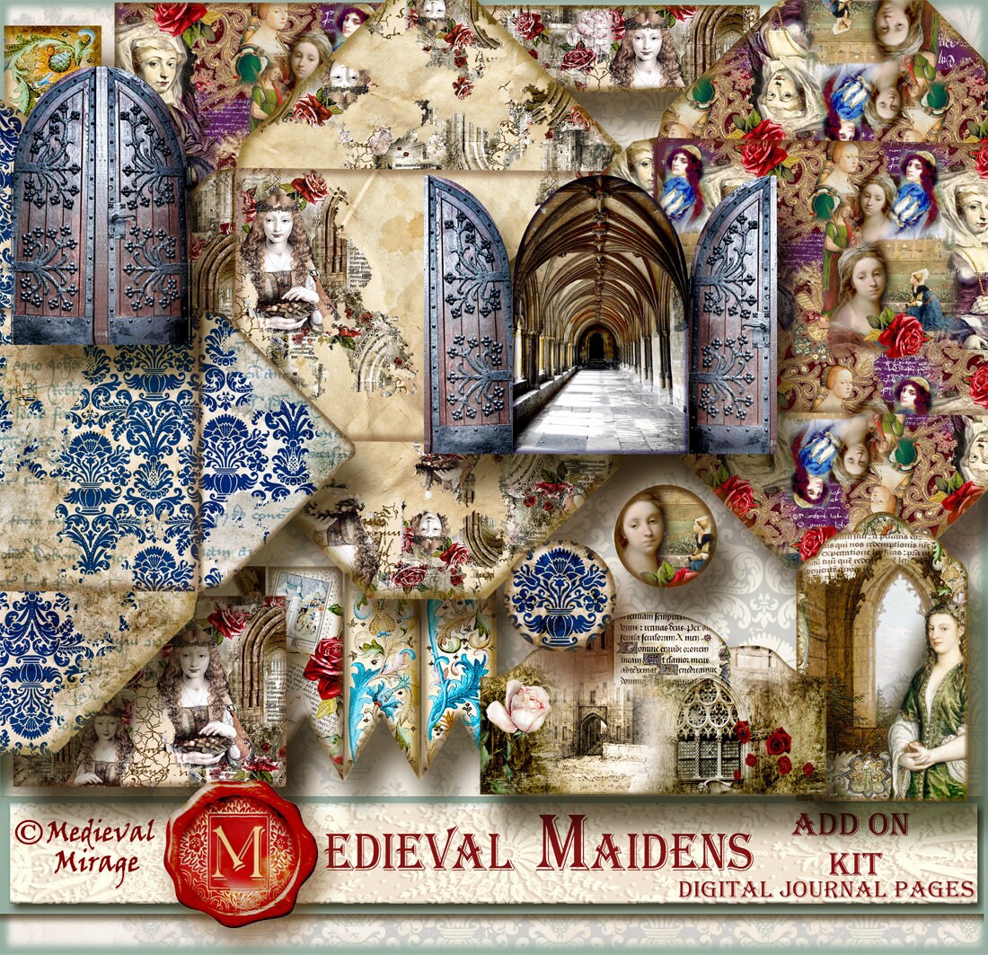 MEDIEVAL MAIDENS ADD on Digital Junk Journal Kit for Vol 1, 2, 3 ...