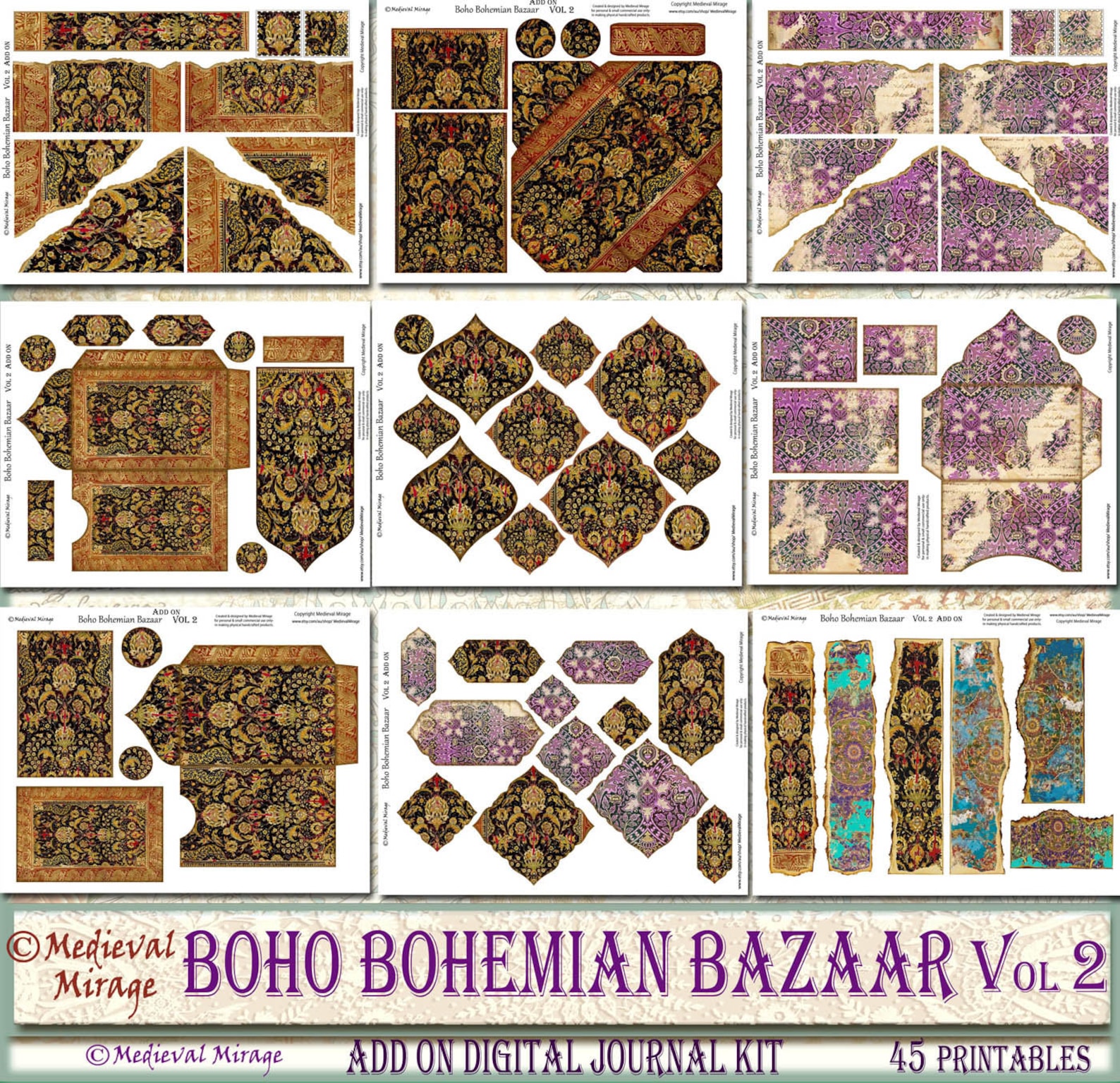 BOHO BOHEMIAN BAZAAR Vol 2 Add on Digital Journal Kit. 45 | Etsy