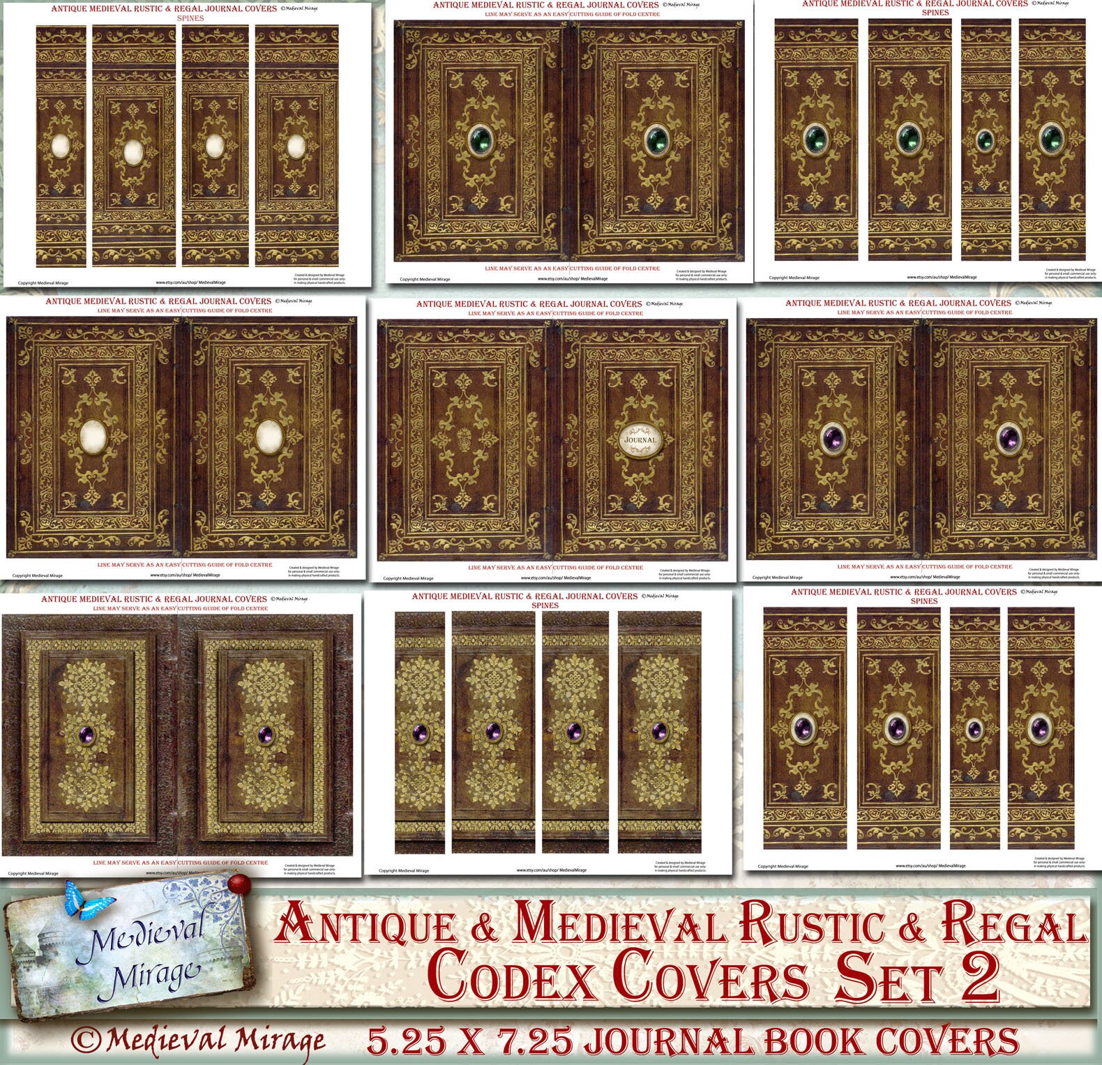 Set 2 Rustic & Regal Antique and Medieval Codex Covers. - Etsy