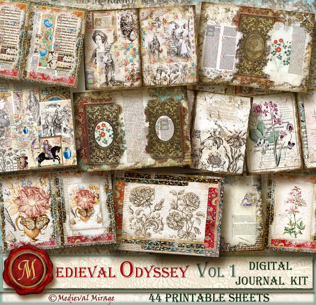 MEDIEVAL ODYSSEY - Vol 1 - Digital Junk Journal Kit. 44 Printables ...