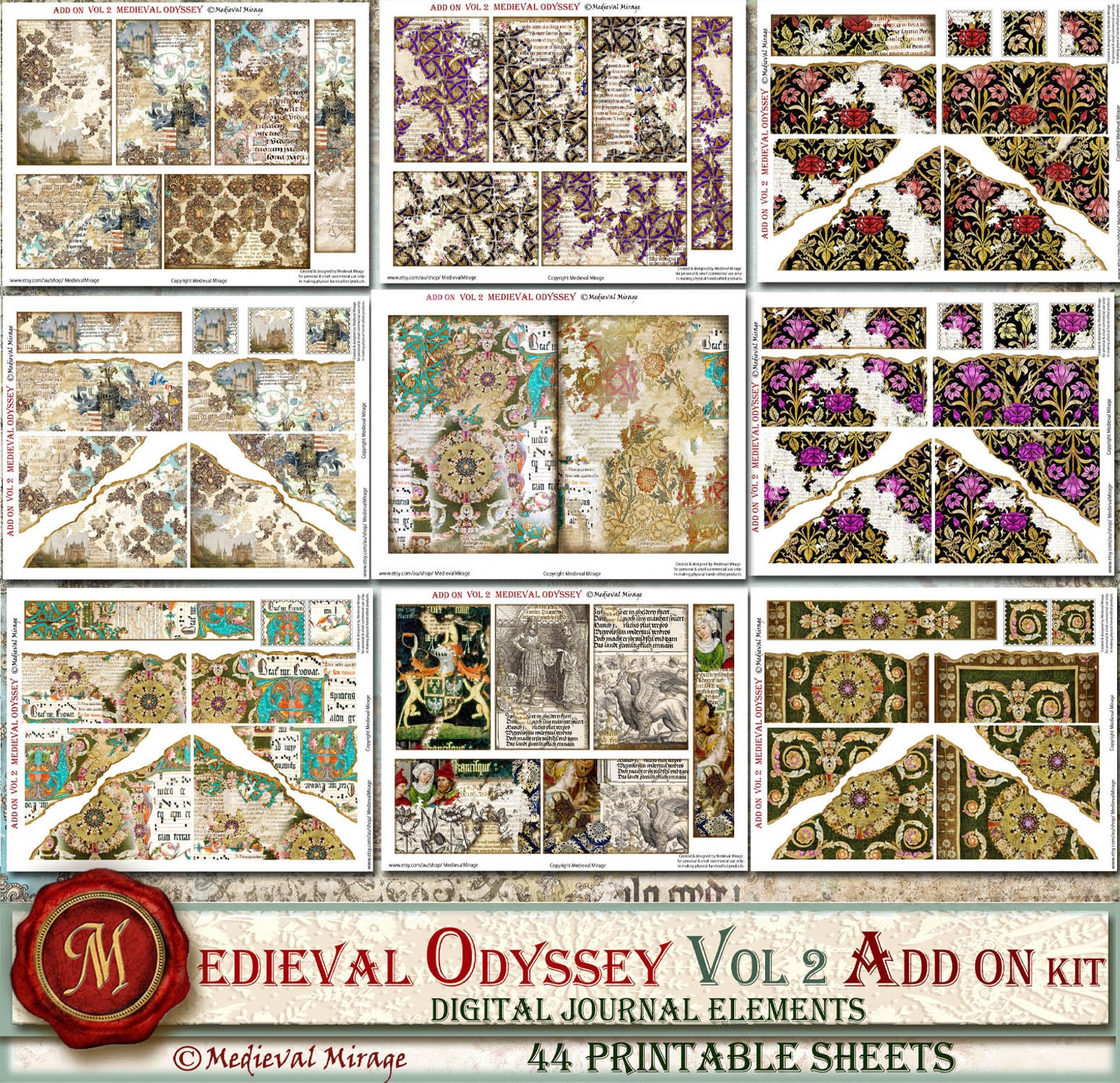 MEDIEVAL Odyssey-vol 2-ADD on digital Journal Elements Kit. - Etsy Canada