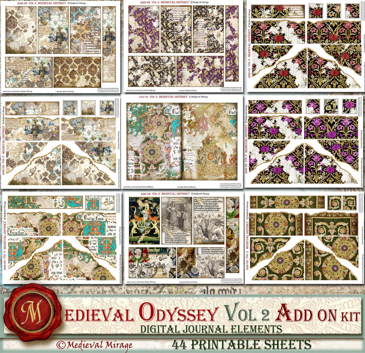 MEDIEVAL Odyssey-vol 2-ADD on -digital Journal Elements Kit. 44 ...