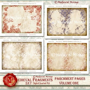 MEDIEVAL FRAGMENTS Vol 1 PARCHMENT Pages/ 5 X 7 Digital Journal Kit ...