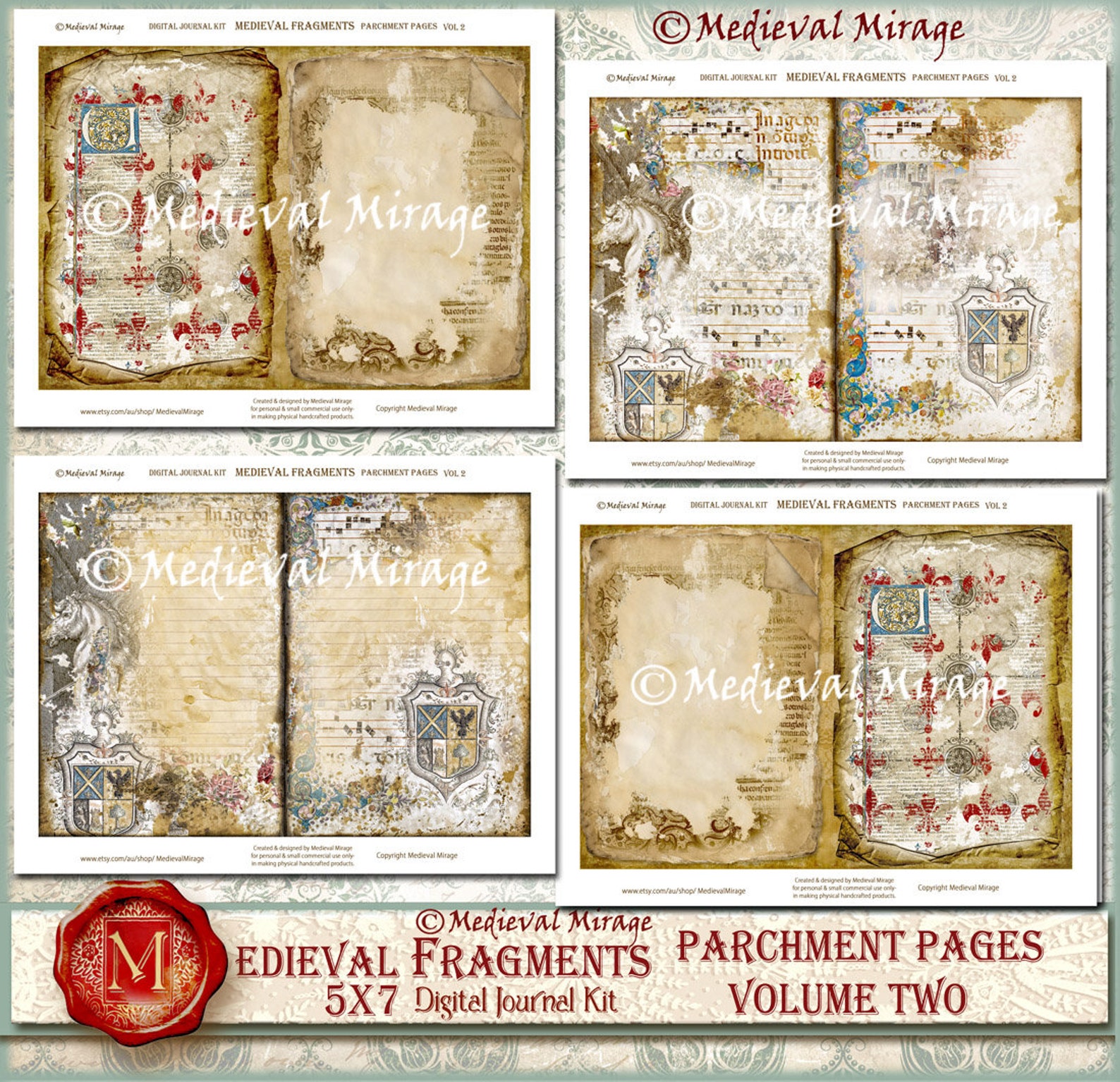 MEDIEVAL FRAGMENTS Vol 2 PARCHMENT Pages. 5 X 7 Digital - Etsy