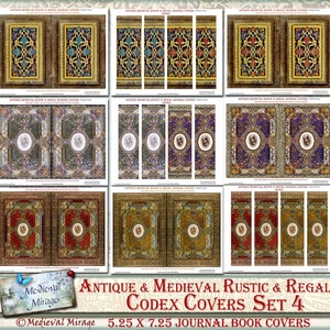 Set 4 Rustic & Regal- Antique Medieval Codex Covers. 5.25in X 7.25in ...