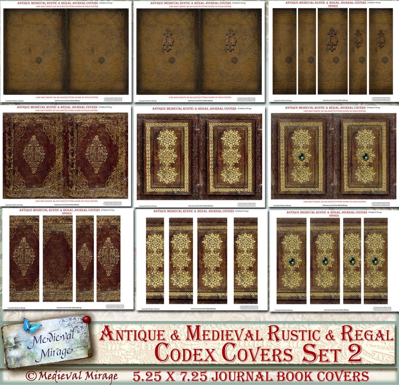 Set 2 Rustic & Regal Antique and Medieval Codex Covers. | Etsy