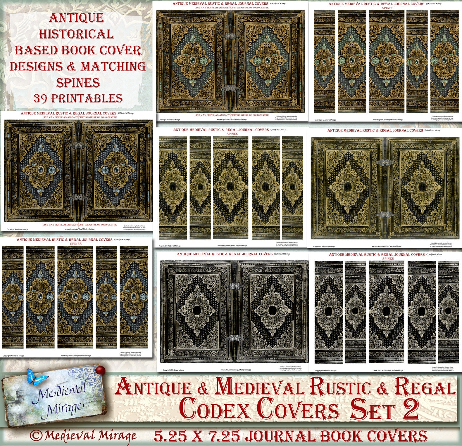 Set 2 Rustic & Regal Antique and Medieval Codex Covers. - Etsy