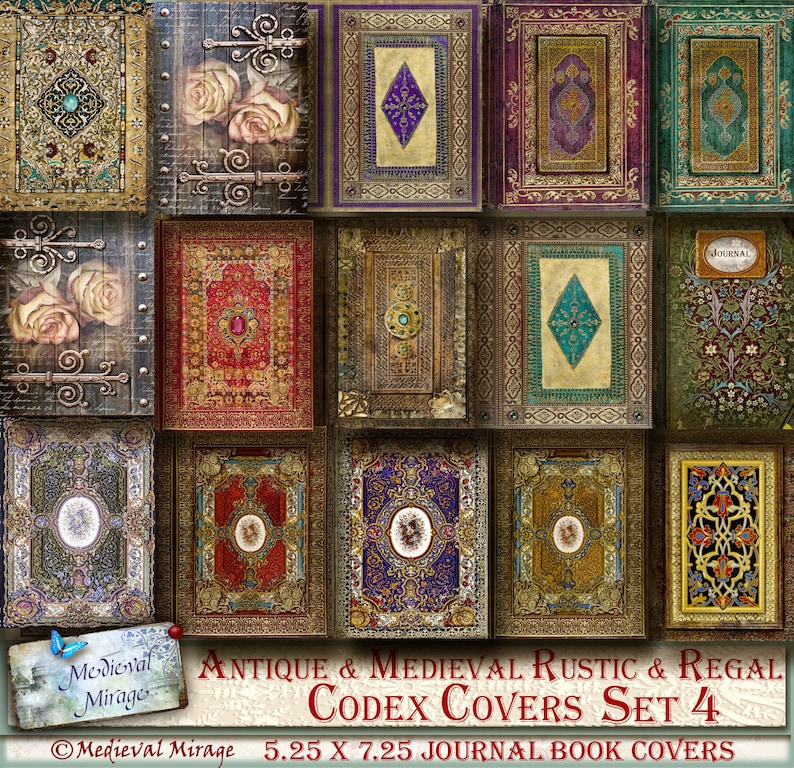 Set 4 Rustic & Regal Antique Medieval Codex Covers. 5.25in X - Etsy
