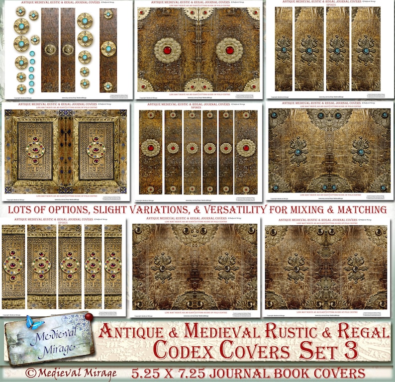 Set 3 Rustic & Regal Antique and Medieval Codex Covers. | Etsy Australia