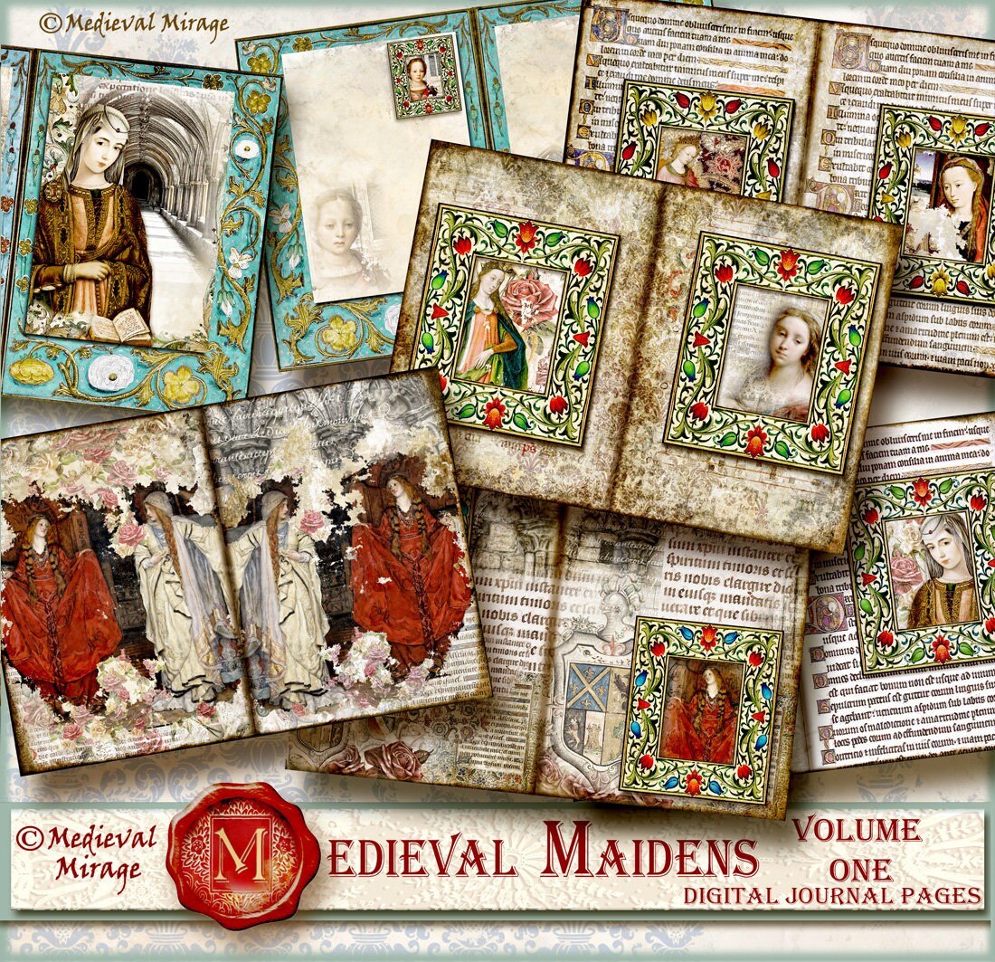 MEDIEVAL MAIDENS VOL 1. Digital Junk Journal Kit. Historical | Etsy