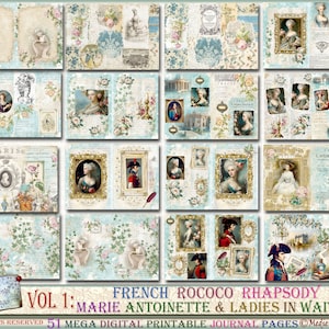 Marie Antoinette Junk Journal Kit: French Rococo Pages (51 Digitals ...