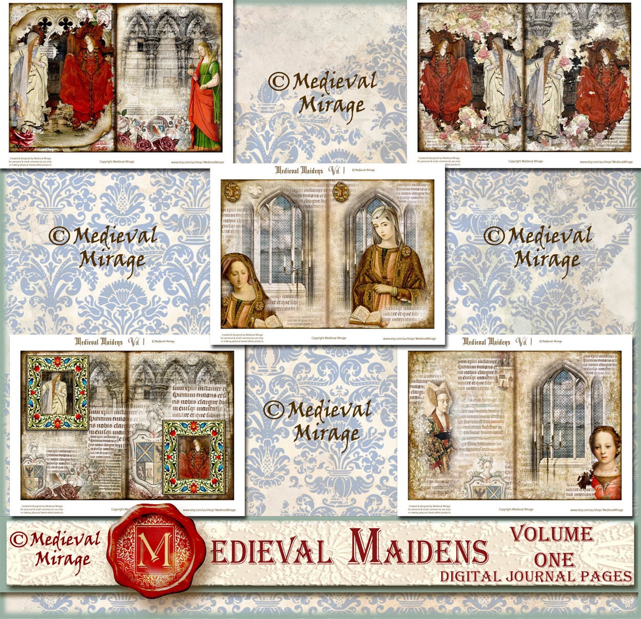 MEDIEVAL MAIDENS VOL 1. Digital Junk Journal Kit. Historical Altered ...