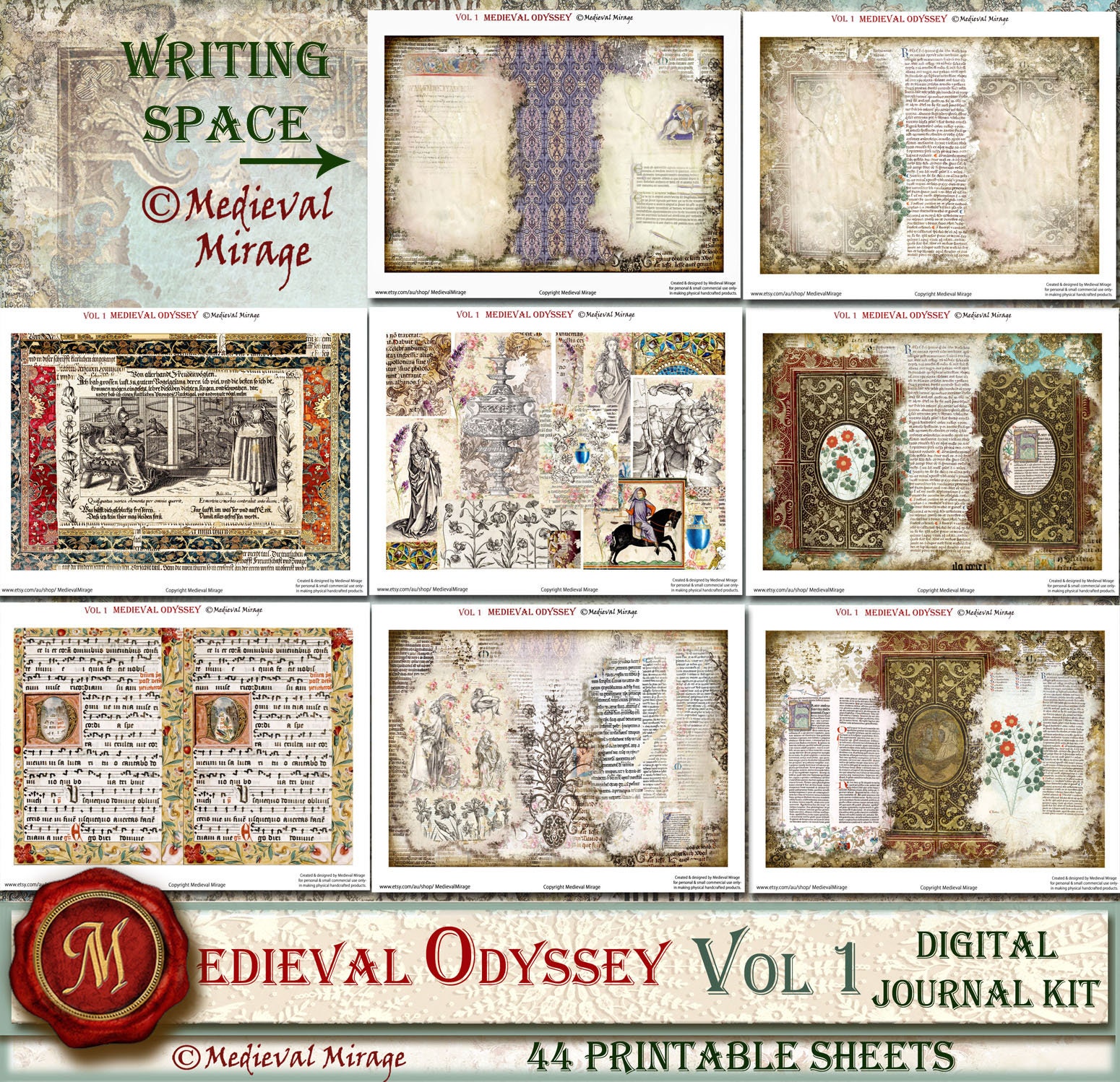 MEDIEVAL ODYSSEY Vol 1 Digital Junk Journal Kit. 44 - Etsy