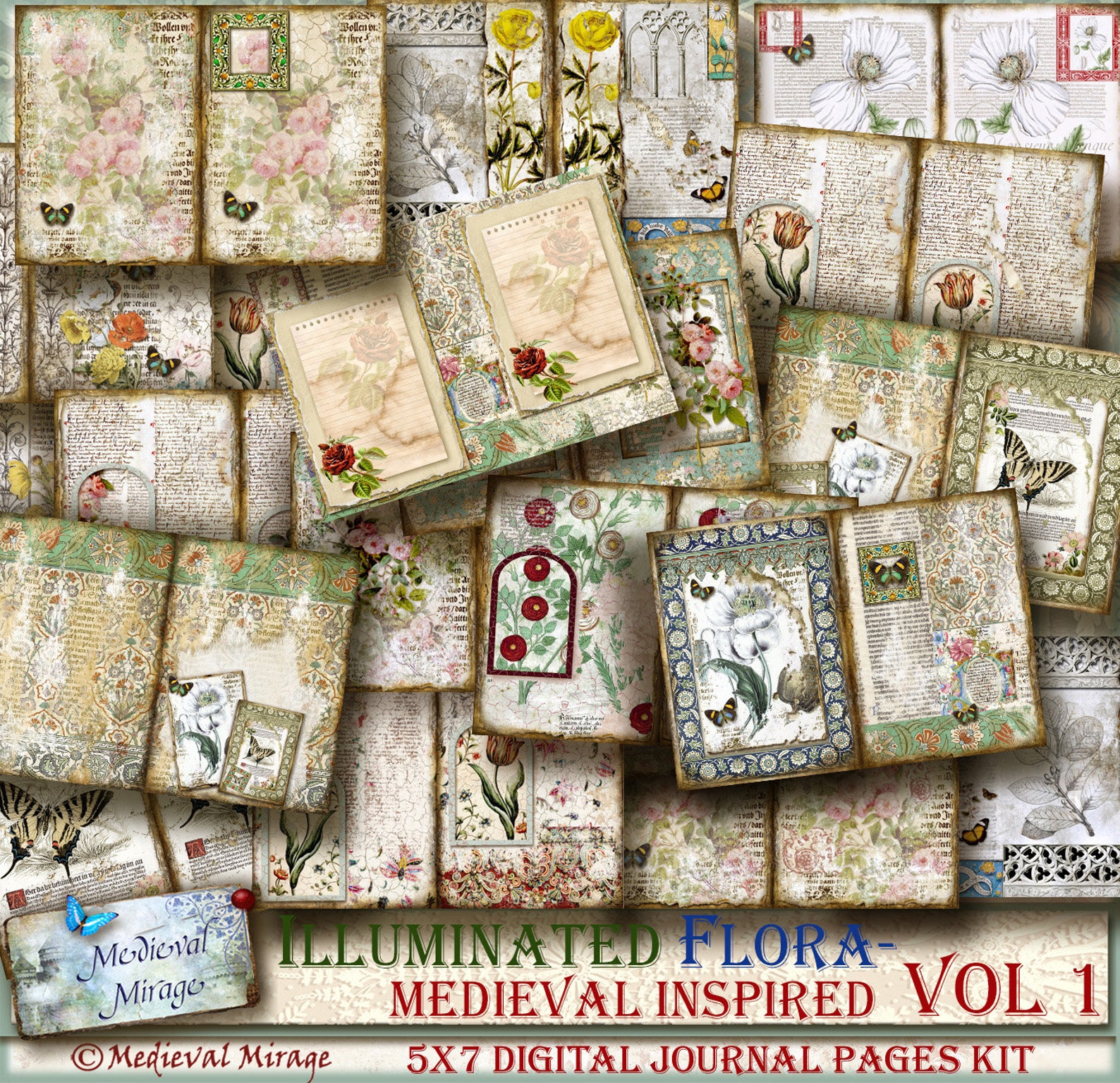 Vol 1- ILLUMINATED Flora-medieval Inspired Digital Journal Kit. 43 ...