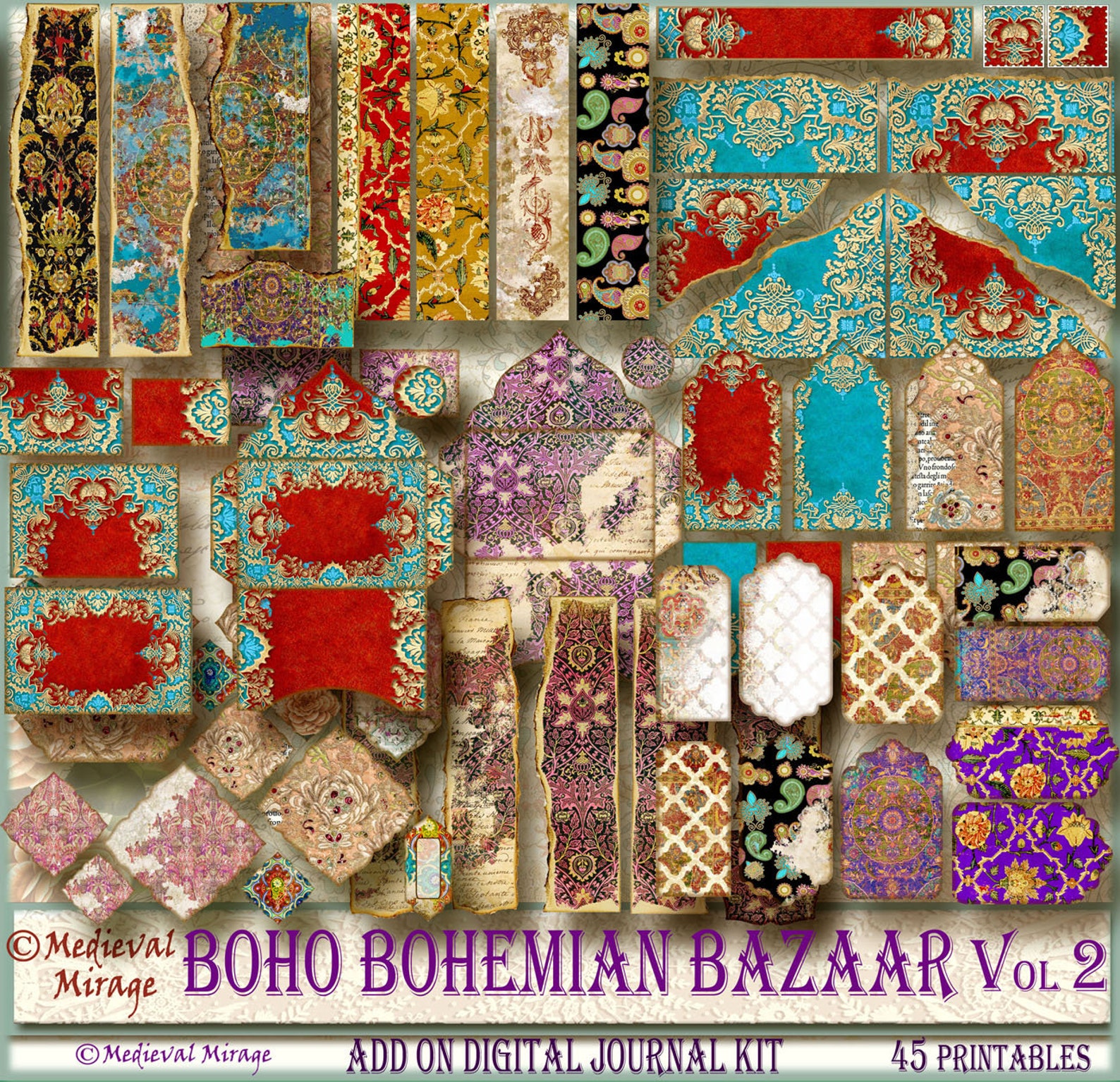 BOHO BOHEMIAN BAZAAR Vol 2 Add on Digital Journal Kit. 45 | Etsy