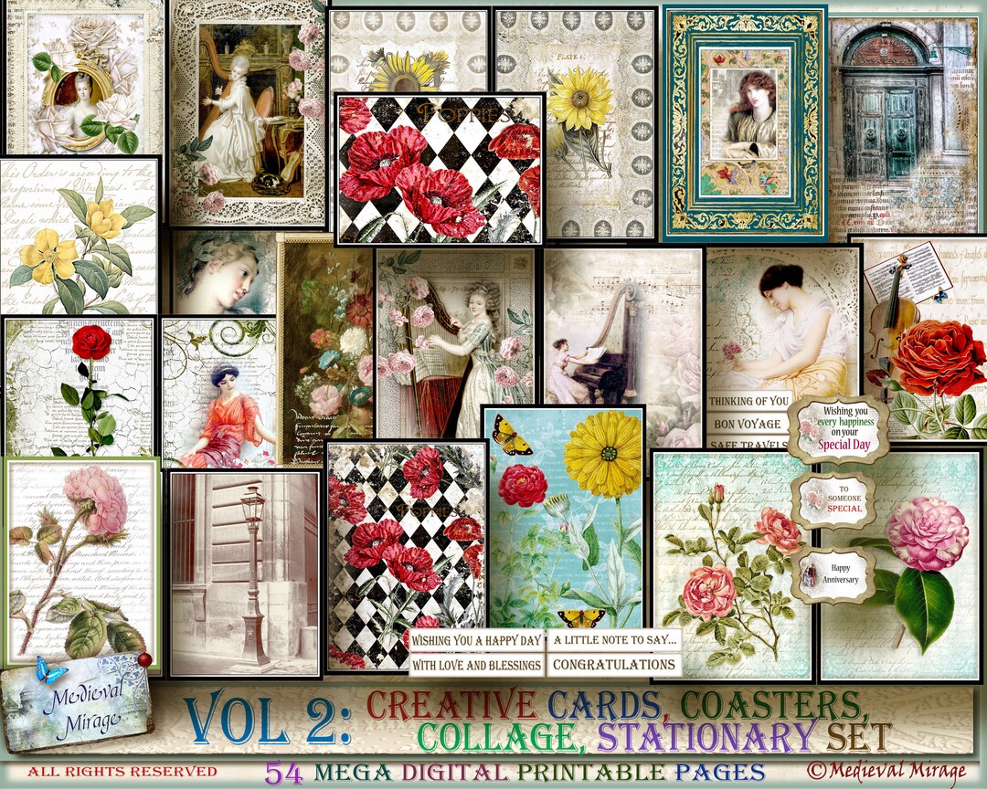 Vol 2 Creative Cards, Coasters, Collage & Stationary Set Collection ...