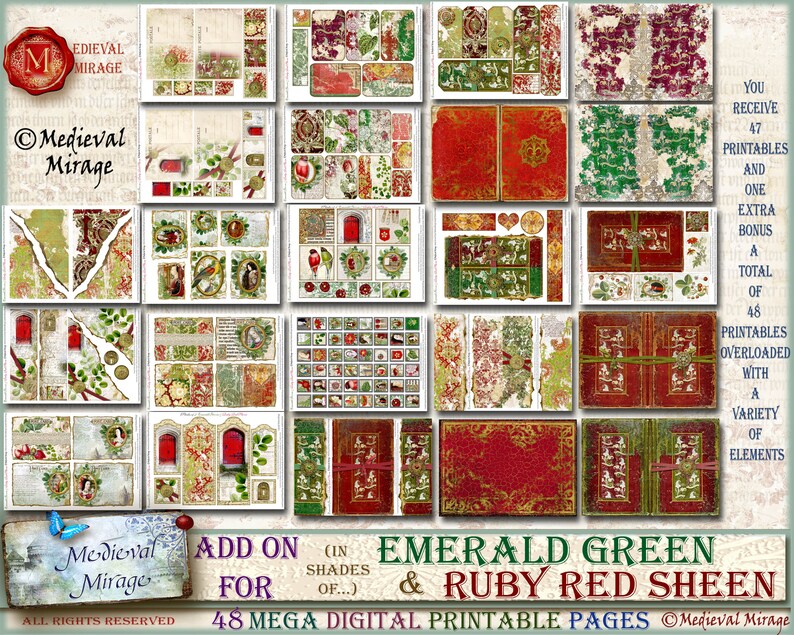 ADD on Kit for Emerald GREEN & Ruby RED Sheen (in Shades Of) Old World ...