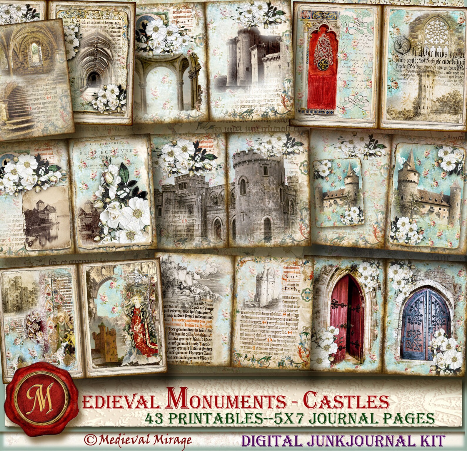 MEDIEVAL Monuments-castles. Digital Junk Journal Kit. 43 | Etsy