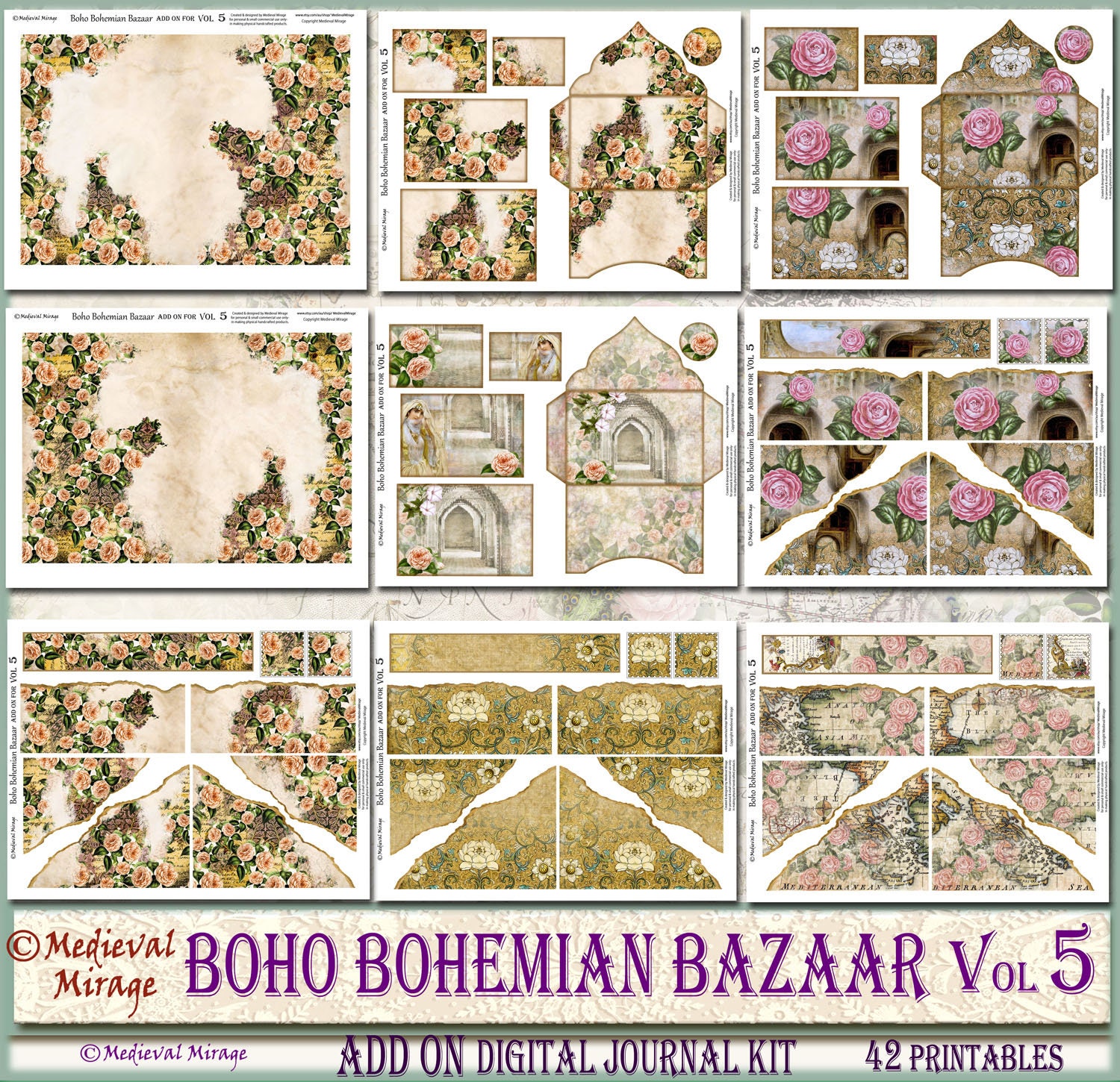 BOHO BOHEMIAN BAZAAR Add on for Vol 5-digital Junk Journal - Etsy