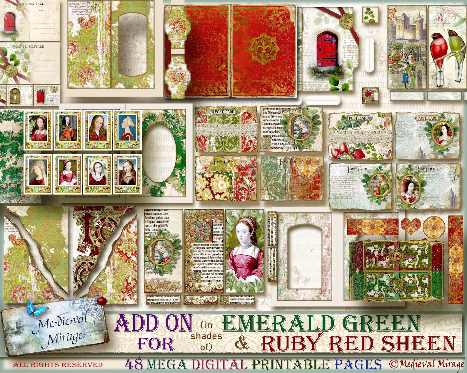 ADD on Kit for Emerald GREEN & Ruby RED Sheen (in Shades Of) Old World ...