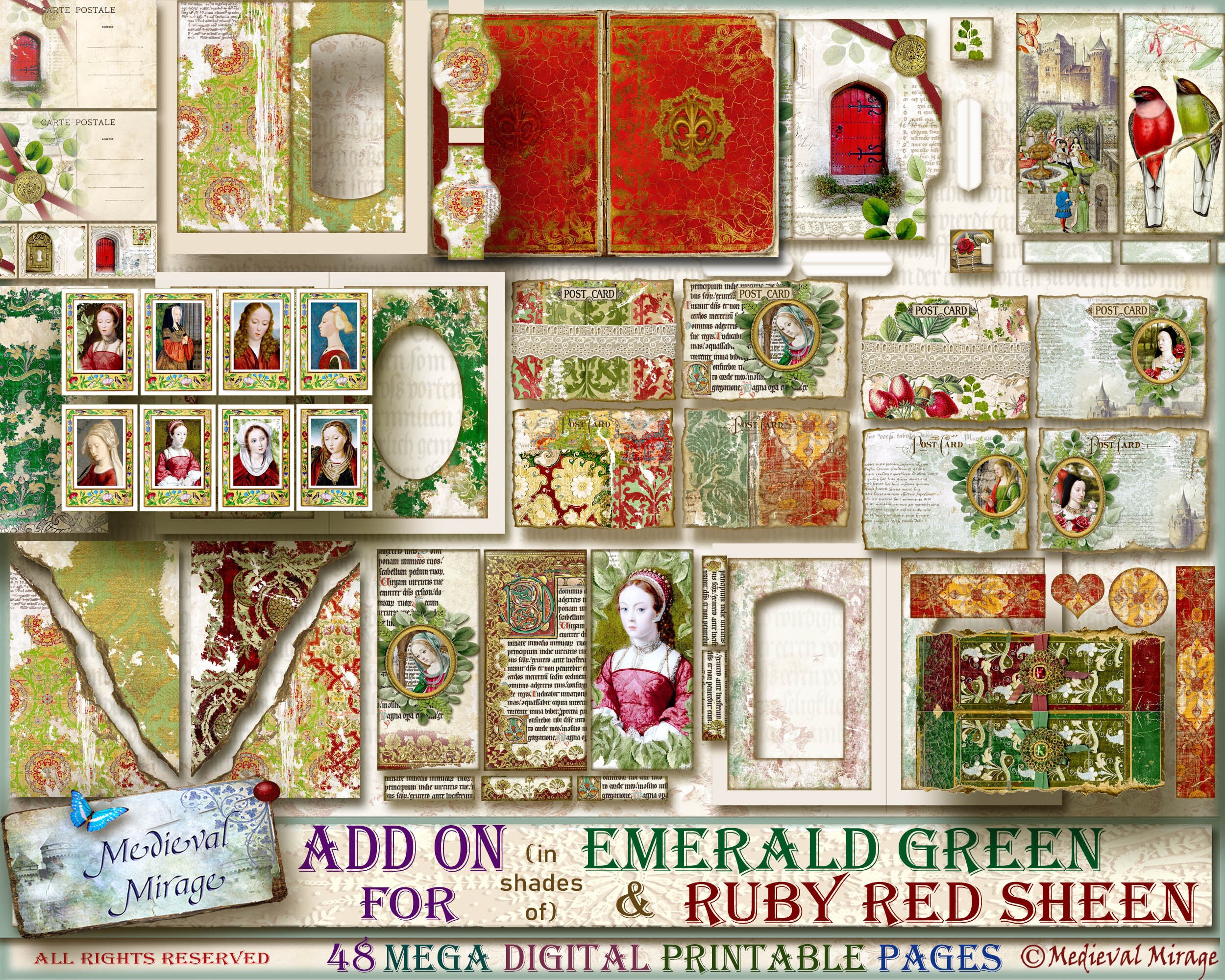 ADD on Kit for Emerald GREEN & Ruby RED Sheen in Shades Of - Etsy UK