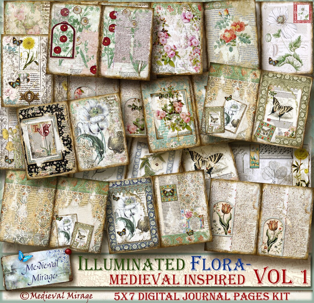 Vol 1- ILLUMINATED Flora-medieval Inspired Digital Journal Kit. 43 ...
