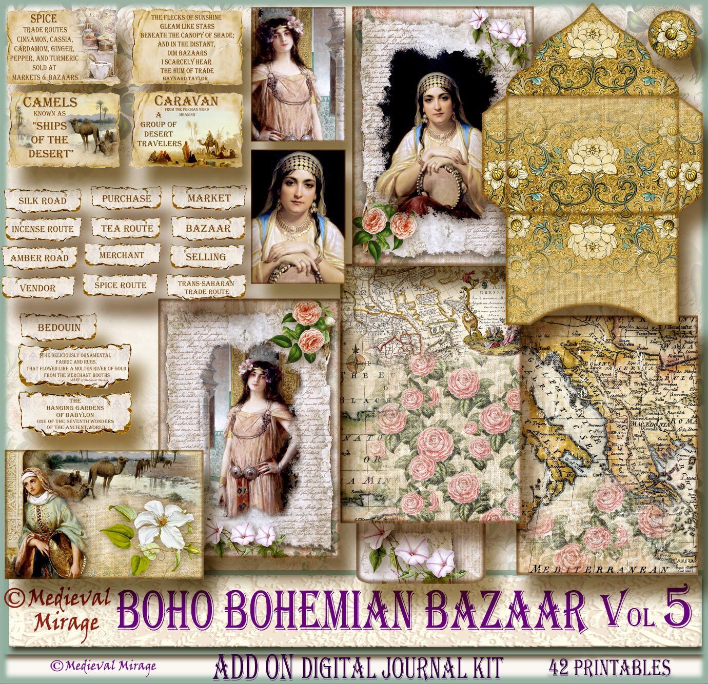 BOHO BOHEMIAN BAZAAR Add on for Vol 5-digital Junk Journal - Etsy