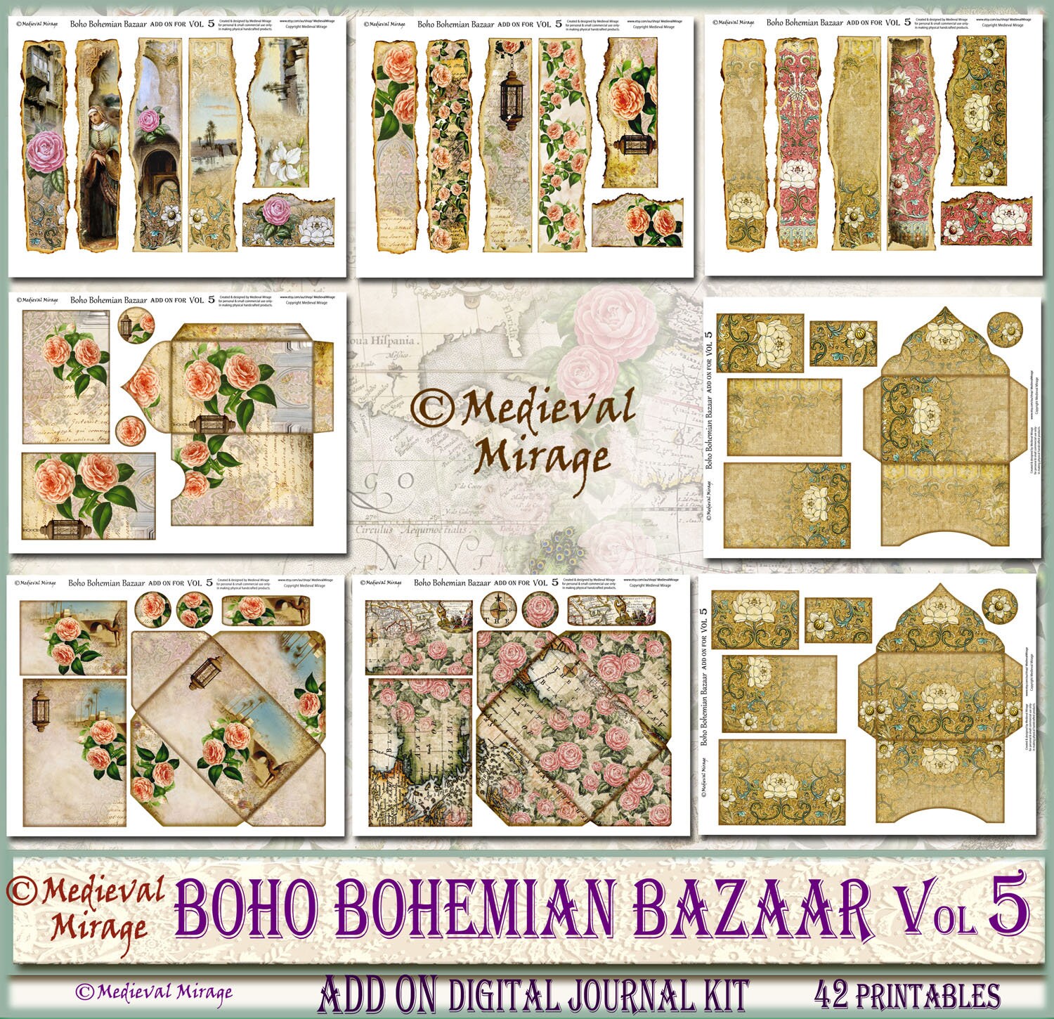 BOHO BOHEMIAN BAZAAR Add on for Vol 5-digital Junk Journal - Etsy