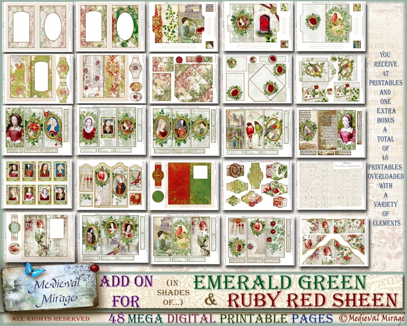 ADD on Kit for Emerald GREEN & Ruby RED Sheen (in Shades Of) Old World ...