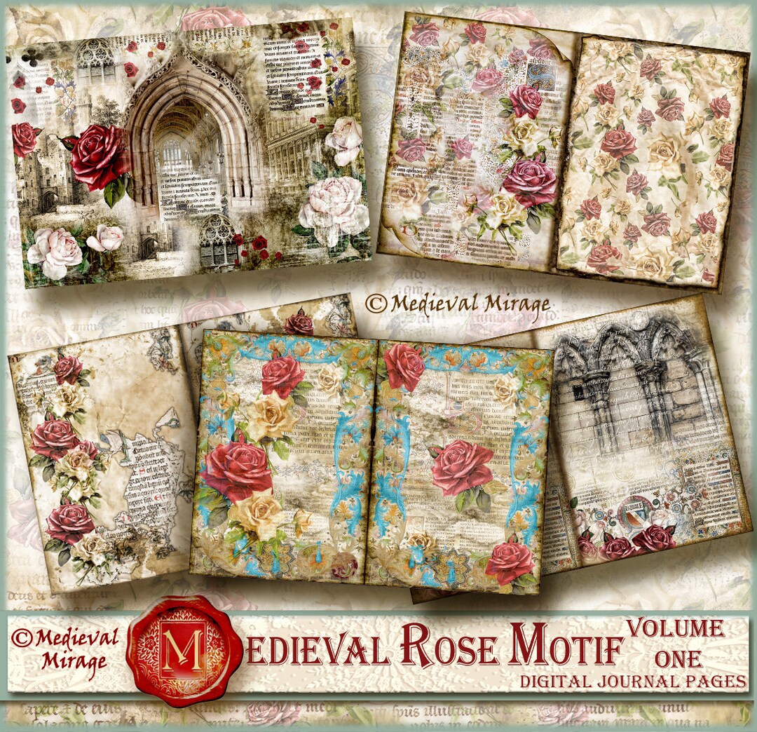 MEDIEVAL ROSE Motif VOL 1. Digital Junk Journal Kit. Venice, Castle ...